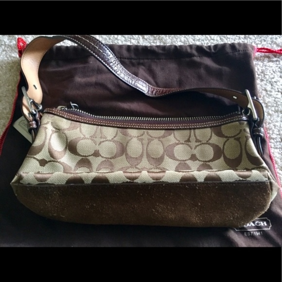 Coach | Bags | Coach Signature Suede Leather Shoulder Bag | Poshmark